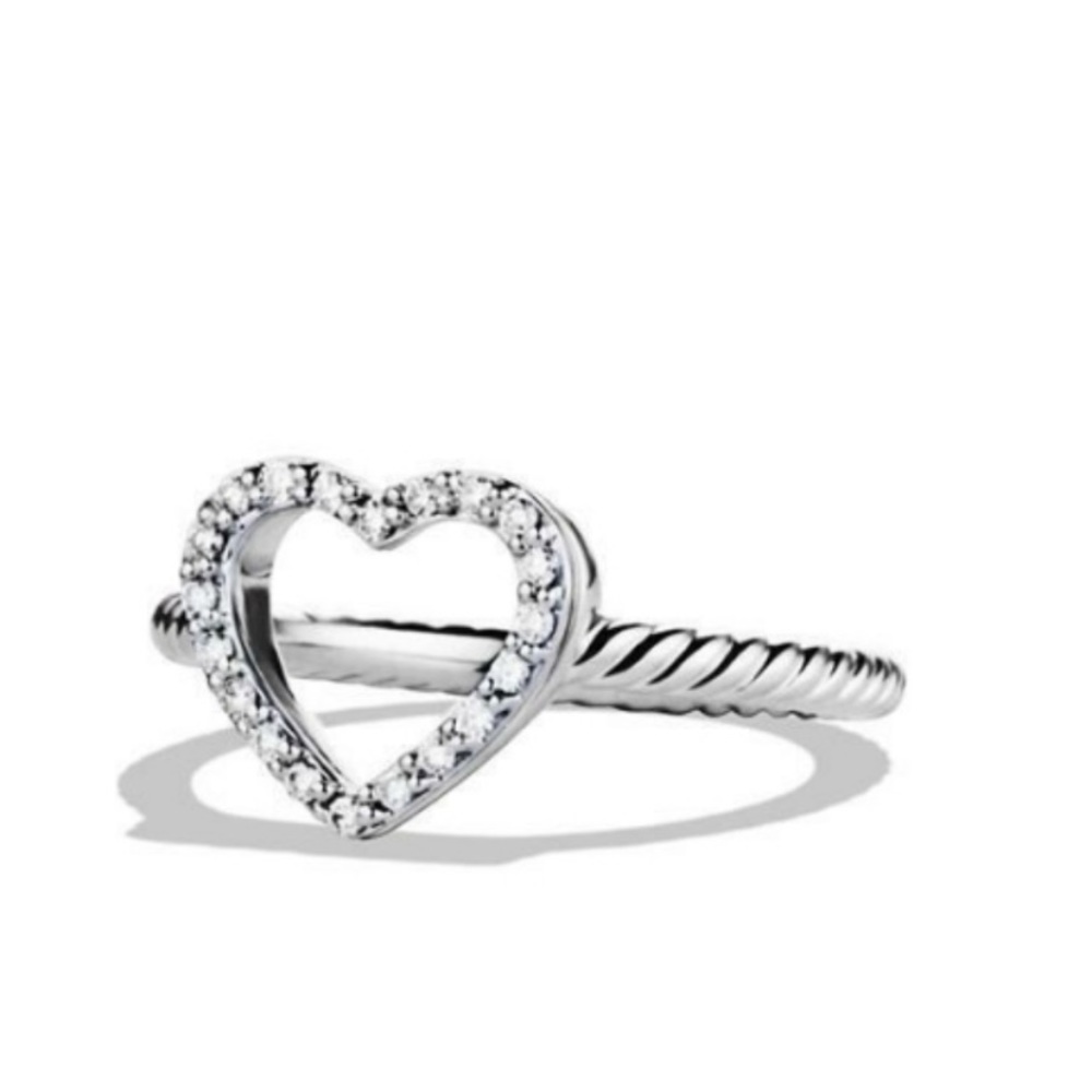 David Yurman Cable Heart Pave Diamond Ring - Gem